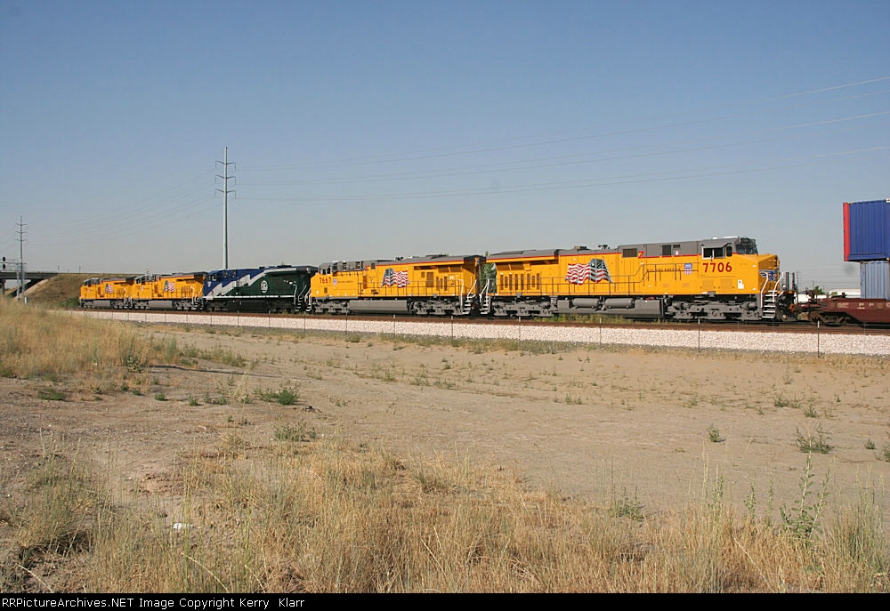 UP 7708 with UP 7605 WB